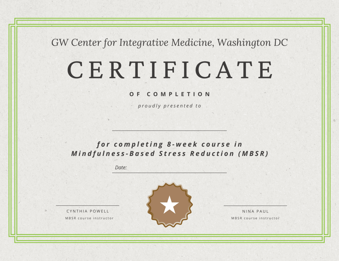 Mindfulness Based Stress Reduction Course MBSR course